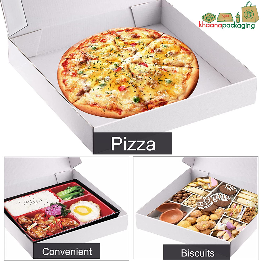 White Pizza Box - khaanapackaging.com
